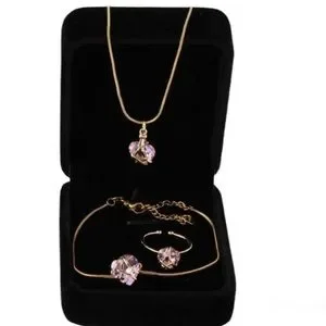 no brand | Jewelry | Women Gold Plated Pink Stone Heart Necklace ...